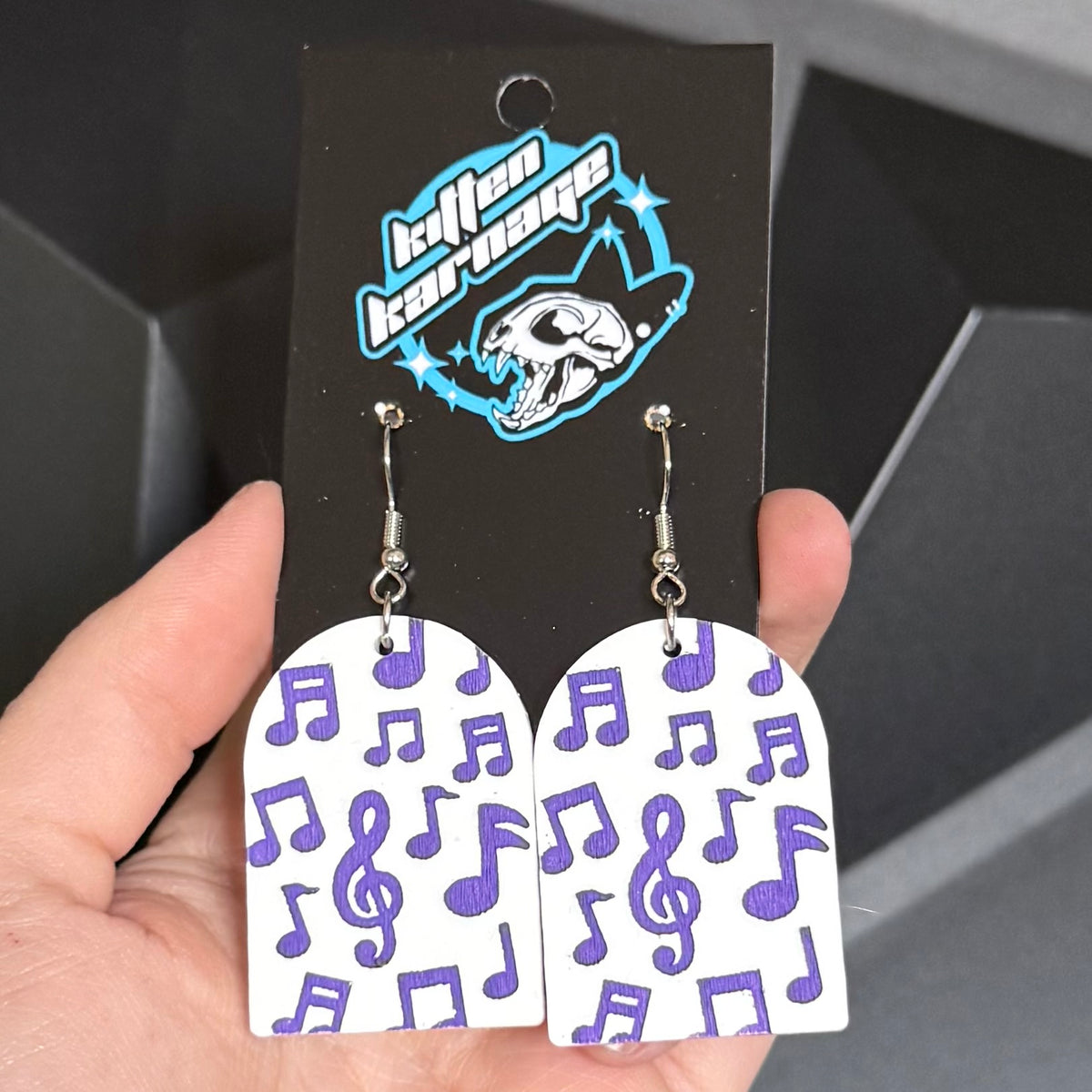 Purple Music Note Arch Earrings – KittenKarnage