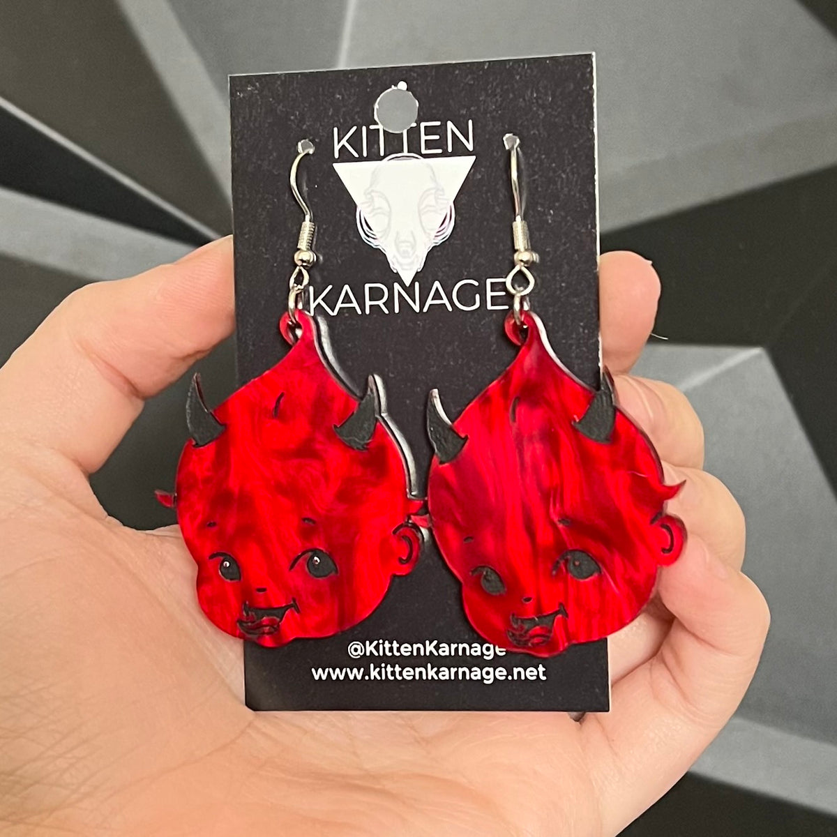 Pearl Red Devil Kewpie Baby Demon Earrings – KittenKarnage