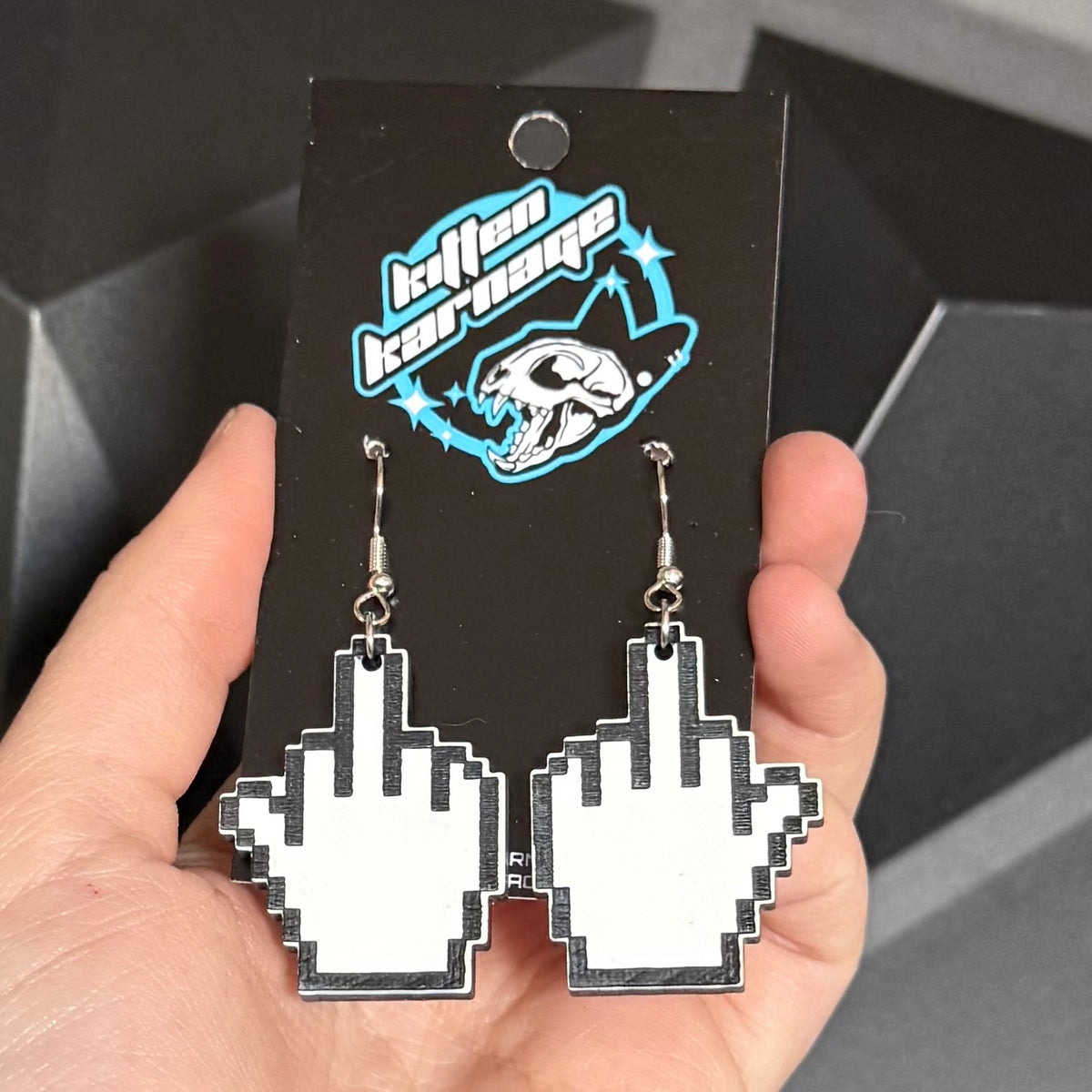 Middle Finger Computer Cursor Hand Pixel Earrings – KittenKarnage