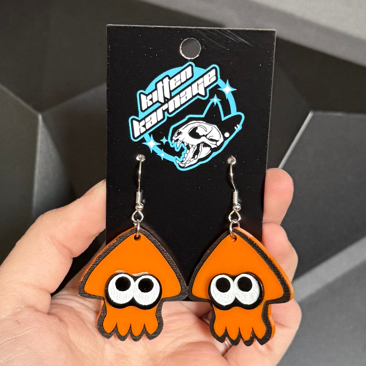 Orange Splatoon Inkling Squid Earrings – KittenKarnage